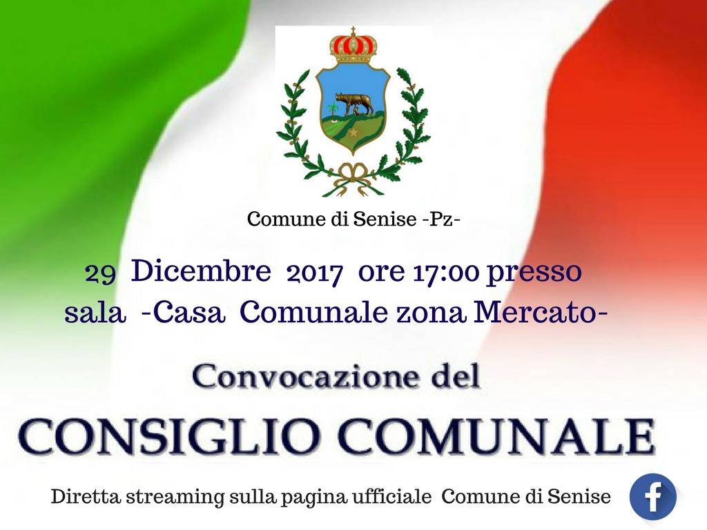 Senise Convocato il Consiglio Comunale per Venerdi’ 29 Dicembre diretta ...