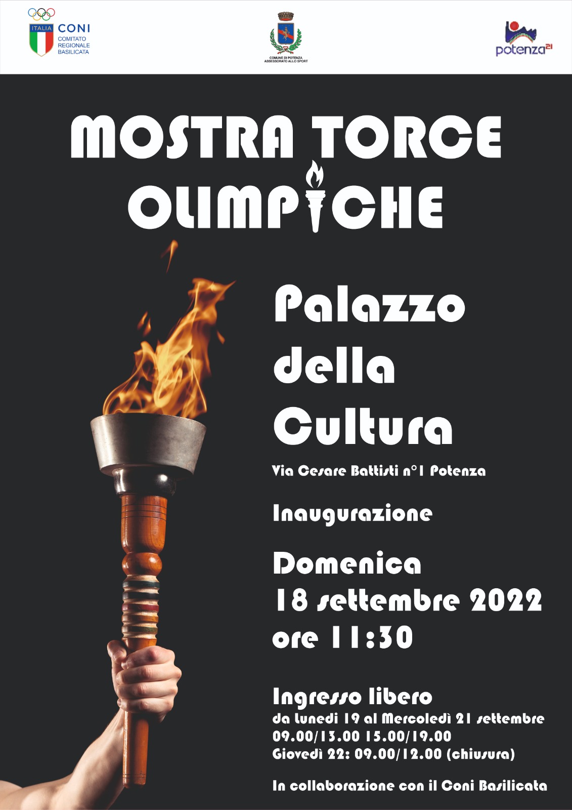 CONI BASILICATA – MOSTRA FIACCOLE OLIMPICHE a Potenza dal 18 al 22 ...